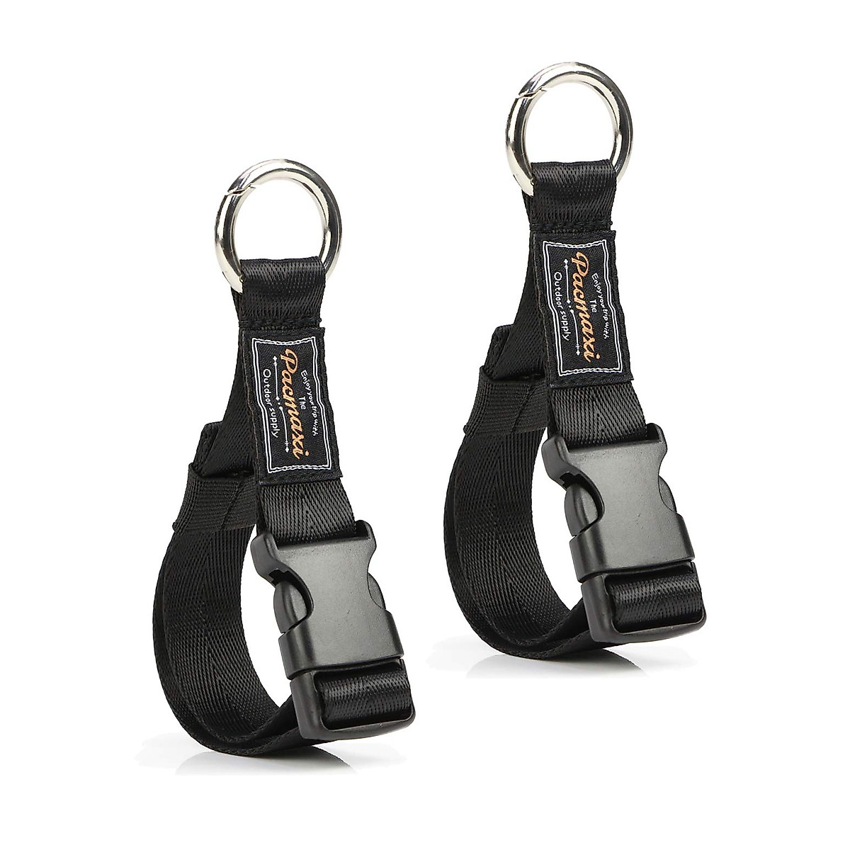 PACMAXI Round Strong Handy Hooks Clips Organizer Hanger for Walker, Rollator, Crutches, Wheelchair, Shopping Cart, 2 Pack (Black)