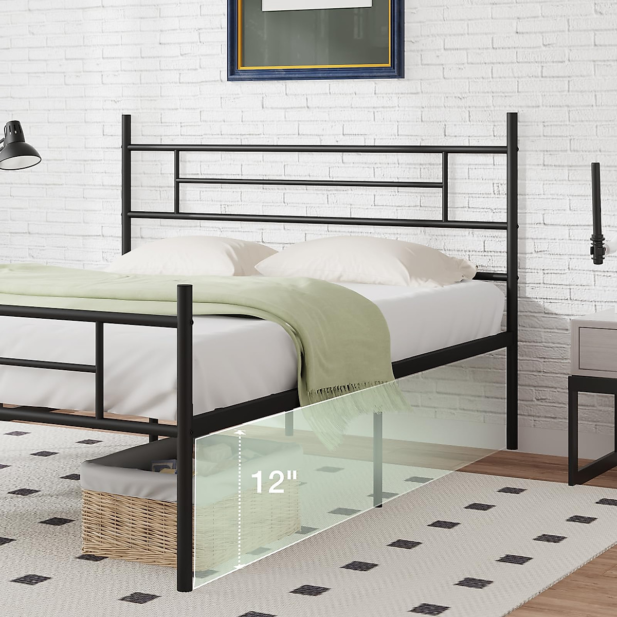 Novilla Queen Size Bed Frame with Headboard and Footboard, 14 Inch Metal Platform Bed Frame, Under Bed Storage, Strong Metal Slats Support, Mattress Foundation No Box Spring Needed