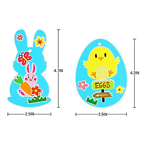 WaaHome Easter Arts and Crafts Kits with 24 Egg and Bunny Cards, Easter Egg Bunny Basket Flowers Stickers Crafts for Kids School Classroom Game Party Favors