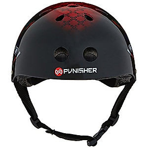 Punisher Skateboards Ranger 11 Vent Multi Sport Skateboard and BMX Helmet Youth Size Medium Includes Extra Helmet Pads, black (9213)