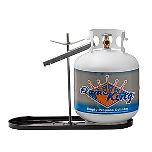 Flame King Auto Changeover LP Propane Gas Regulator + Dual RV Propane Tank Cylinder Rack for RVs and Trailers