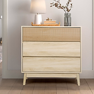VOWNER 3 Drawer Dresser, Farmhouse Wood Storage Chest of Drawers, Modern Closet Dressers with Wide Drawers, Bedroom, Living Room