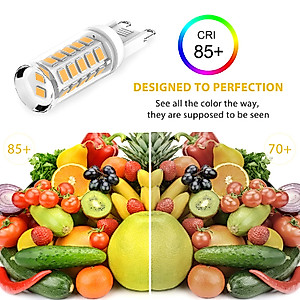 YUIIP G9 LED Bulb Dimmable, 4W, 40W Halogen Equivalent, 3000K Warm White, AC 120V G9 Bi Pin Base Light Bulbs, 380LM, No Flicker, 360° Beam Angle, Pack of 6