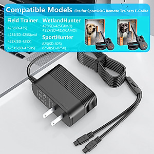 Charger for SportDOG Dog Remote Trainer Replacement for SportDOG SD-425 SD-425S SD-425CAMO and SD-825 SD-825X Remote Trainer Charger Adapter