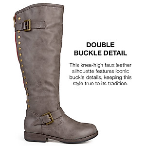 Journee Collection Women's Spokane Stacked Heel Riding Boots - Taupe