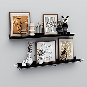 love furniture 35 Inch Black Floating Shelves Wall Mounted Set of 2, Wall Mounted Wood Shelves for Bedroom, Living Room, Bathroom, Kitchen