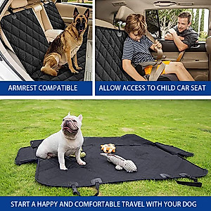 BESULEN Dog Car Seat Cover for Back Seat, Waterproof Dog Bench Seat Pad Compatible for Armrest & Seat Belt, Universal Nonslip Durable Soft Pet Backseat Protector for Cars Trucks & SUVs (Black)
