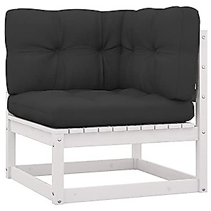 6 Piece Patio Lounge Set with Cushions,Patio Sofa,Outdoor Daybed,Outdoor Couch,Outdoor Furniture Sets,Outdoor Patio Chairs,Patio Conversation Sets,Patio Furniture Set,for Lawn, White Solid Pinewood