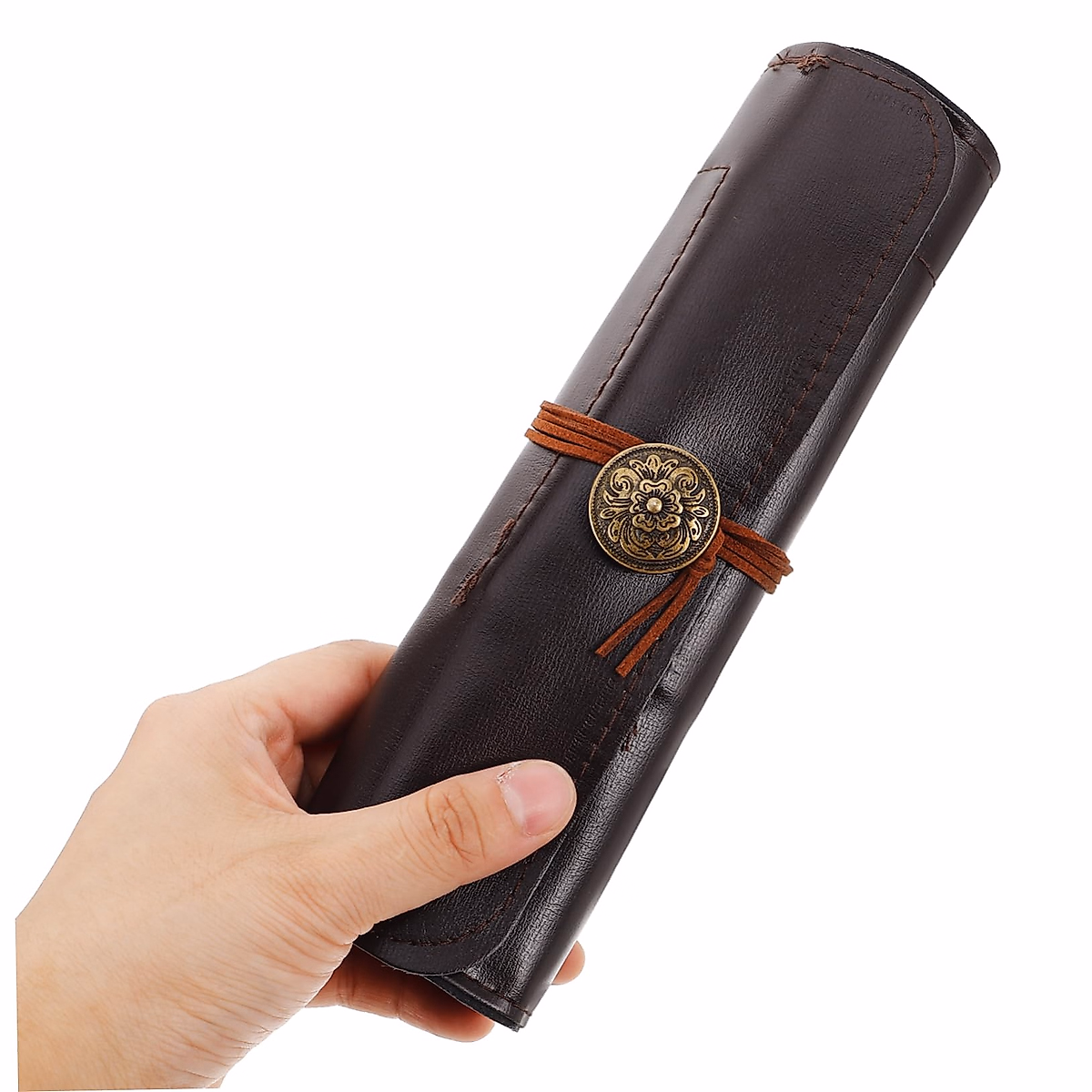 OUNONA 1PC Leather Chef Knife Roll Bag Holds,Utensil Holder Storage Bag Pockets Durable Knife Carrier Knife Roll Pouch Organizer