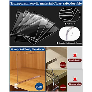 MOVNO Shelf Dividers for Closet Organization 6 Pack, Acrylic Shelf Dividers Separator, Clear Closet Dividers, Adjustable Plastic Shelve Divider for Bedroom, Kitchen, Office, Cabinets, Bathroom