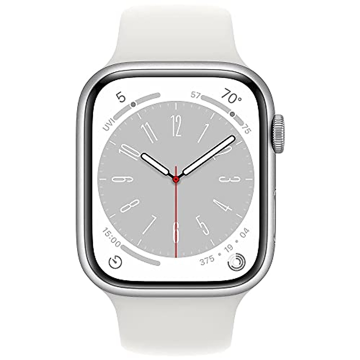 Apple Watch Series 8 (GPS + Cellular, 45MM) - Silver Aluminum Case with White Sport Band (Renewed)