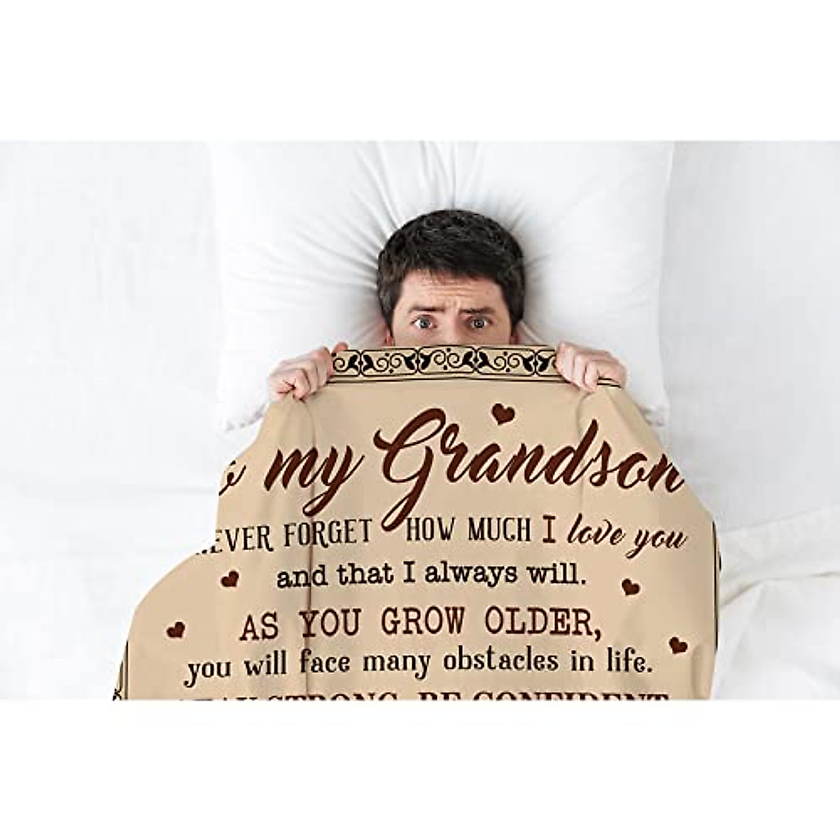 Muxuten Grandson Gifts Blanket - Grandson Gifts from Grandma - Gifts for Grandson - Grandson Gifts from Grandpa/Nana - Grandson Birthday Gift - Graduation Party Gift Ideas Decor Throw Blankets 60"X50"