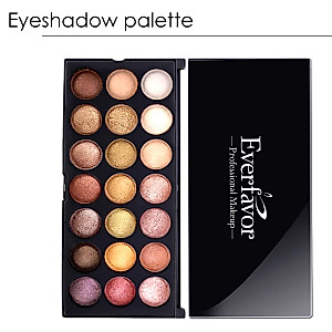 Eyeshadow Palette Makeup, Everfavor Pigmented Eye Shadow Nude Palettes - Professional 21 Colors Shimmer Warm Neutral Smoky Cosmetic Baked Eye Shadows (21 Colors, 09)