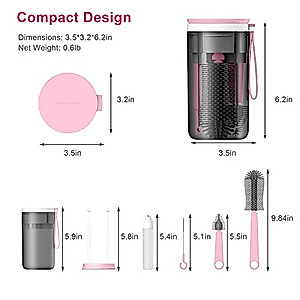 MeryStar Travel Bottle Cleaner Kit, Baby Bottle Brush Set with Silicone, Bottle Cleaner Brush and Drying Rack for Travel and Family Visits, Gift for New Moms (Pink)