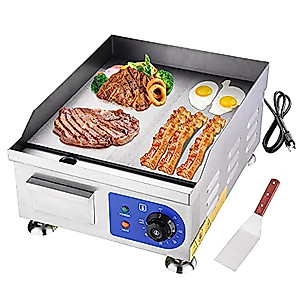 WeChef 14" Electric Countertop Griddle Stainless Steel Adjustable Temp Control Commercial Restaurant Grill 1500W