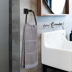 Generic 2PCS Matte Black Towel Ring, Hand Towel Holder for Bathroom Wall Mounted, Bathroom Holder Towel-Racks, Bathroom Hardware Simple Towel Hanger Stainless Steel