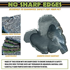 Magtara Cliff & Cave Hideout Rainforest Series - Reptile Ledge Hide, Basking Rock, Terrarium & Aquarium Decor, Decorative Resin for Lizards, Fish, Snakes, Amphibians, Small Animals