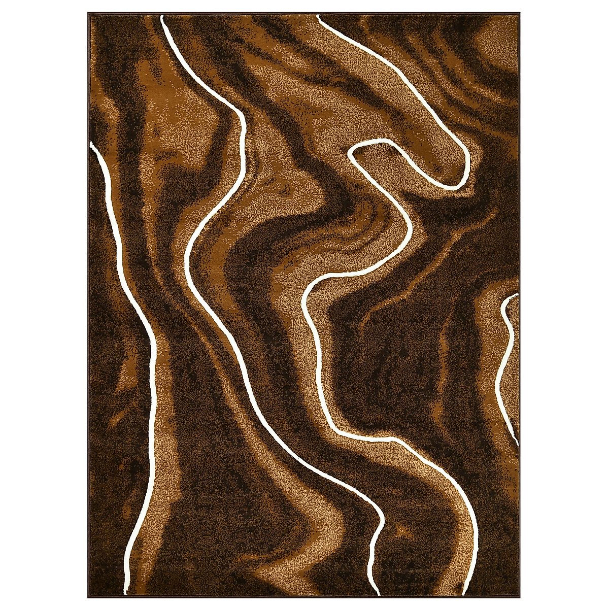 HR Mocha Brown and Beige Modern Contemporary Abstract Area Rugs Marble Pattern
