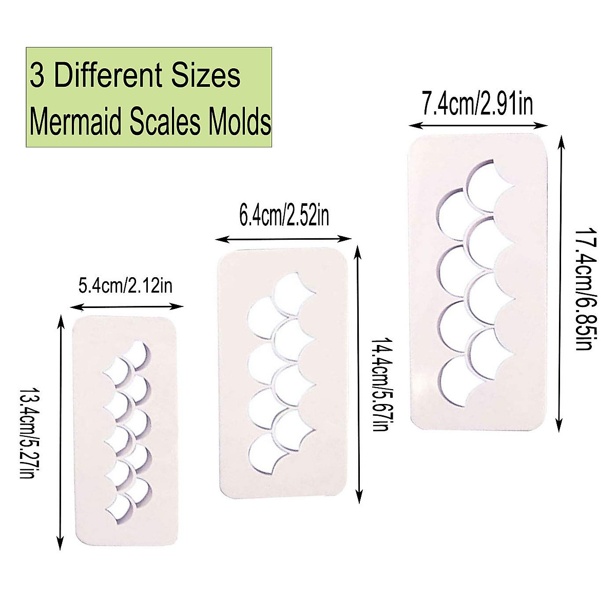 7 Pack Cake Fondant Embossing Mold Mermaid Scales Tropical Leaf Cookie Cutters Biscuit Moulds for Sugarcraft Fondant Baking Mold Cupcake Decorating