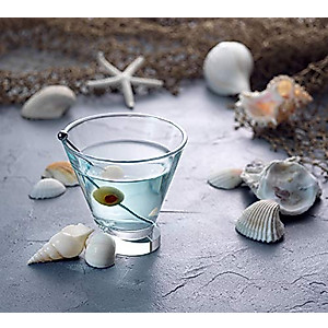 JoyJolt Aqua Vitae Martini Glass Set of 2. Crystal Glassware, Round Drinking Glasses with Off Set Base. Stemless Cocktail Glasses and Dessert Glasses. Unique Christmas Gifts