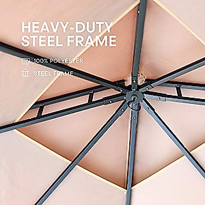 10x12 Gazebo Canopy Soft Top Outdoor Gazebo Tent 2-Tier Curtain Double Roof Vented Gazebo with Mesh, LED Lights, and Bluetooth Speakers
