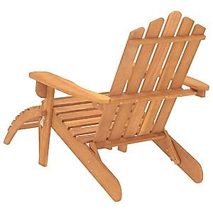 Tidyard Patio Adirondack Chair with Footrest Solid Wood Acacia Outdoor Fire Pit Chair Wooden Garden Armchair for Porch Pool Lawn Deck Backyard Balcony Outdoor