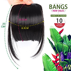 LEEONS Bangs Clip in Hair Extensions Front Neat Bang Fringe One Piece 6" Short Straight Synthetic Hairpiece for Women Dark Ash Brown mix with Bleach Blonde(18/613#)