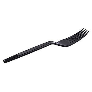Laojbaba Plastic Fork Disposable Individually Packaged Forks Black 7-Inch Commercial Take Away Forks,Super Hard Mass Heavy Individually Wrapped Forks 100 PCS