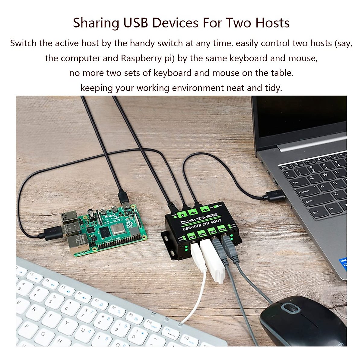 Industrial Grade USB HUB with 4X USB 2.0 Ports, Switchable Dual Hosts, Support Multi System Multi Protections ESD Protection TVS Diode Compatible with Linux, Windows 11/10 / 8.1/8 / 7 / XP