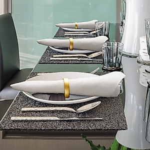 Stainless Steel Napkin Rings Metal Napkin Ring Holders Modern Ring Holder Serviette Buckles Metallic Adornment for Table Settings Kitchen Dinner Party Wedding (Matte Gold Semicircle,20 Pcs)