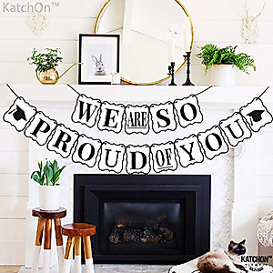 We Are So Proud Of You Banner - No DIY, Black and White Graduation Decorations 2023 | Graduation Banner for Class of 2023 Decorations | Congratulations Decorations | Graduation Party Decorations 2023