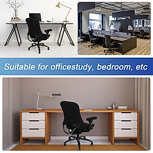 4 Pieces Computer Office Chair Covers Set Universal Protective & Stretchable Chair Seat Covers Desk Chair Armrest Covers Slipcovers Black Pads Office Cushion Backrest for Boss Rotating Chairs