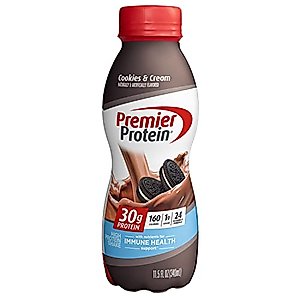 Premier Protein Shake, Cookies & Cream, 30g Protein, 1g Sugar, 24 Vitamins & Minerals, Nutrients to Support Immune Health 11.5 fl oz