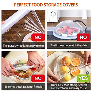 200PCS Plastic Bowl Covers Elastic Reusable Bowl Covers for Food Storage, Stretch Covers for Bowls, Fresh Keeping Bags Stretch Lids Kitchen Wrap Seal Bags for Cover Food