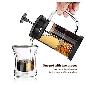 ElephantNum TIMEMORE French Press Coffee Maker Double Filter Mesh 600ml