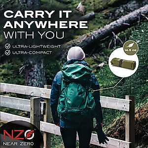 NEAR ZERO - Inflatable Sleeping Pad, Ultralight Camping Mattress, Portable Sleeping Pad for Camping, Hiking, Beach, Backpacking Trip and More, 14.5 oz, Green