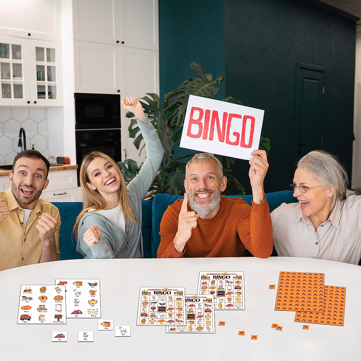 KFNER Pumpkin Bingo Game - Fall Harvest Bingo Card - 24 Players Bingo Game Set Indoor Outdoor Activities - Halloween, Thankgiving Party Favors Supplies -A10