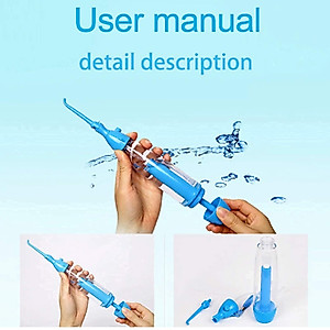 Water Dental Flosser Non-Electric Portable Affordable, Oral Irrigator Cordless Manual Air Pressure Simple Operation, for Home and Travel Blue