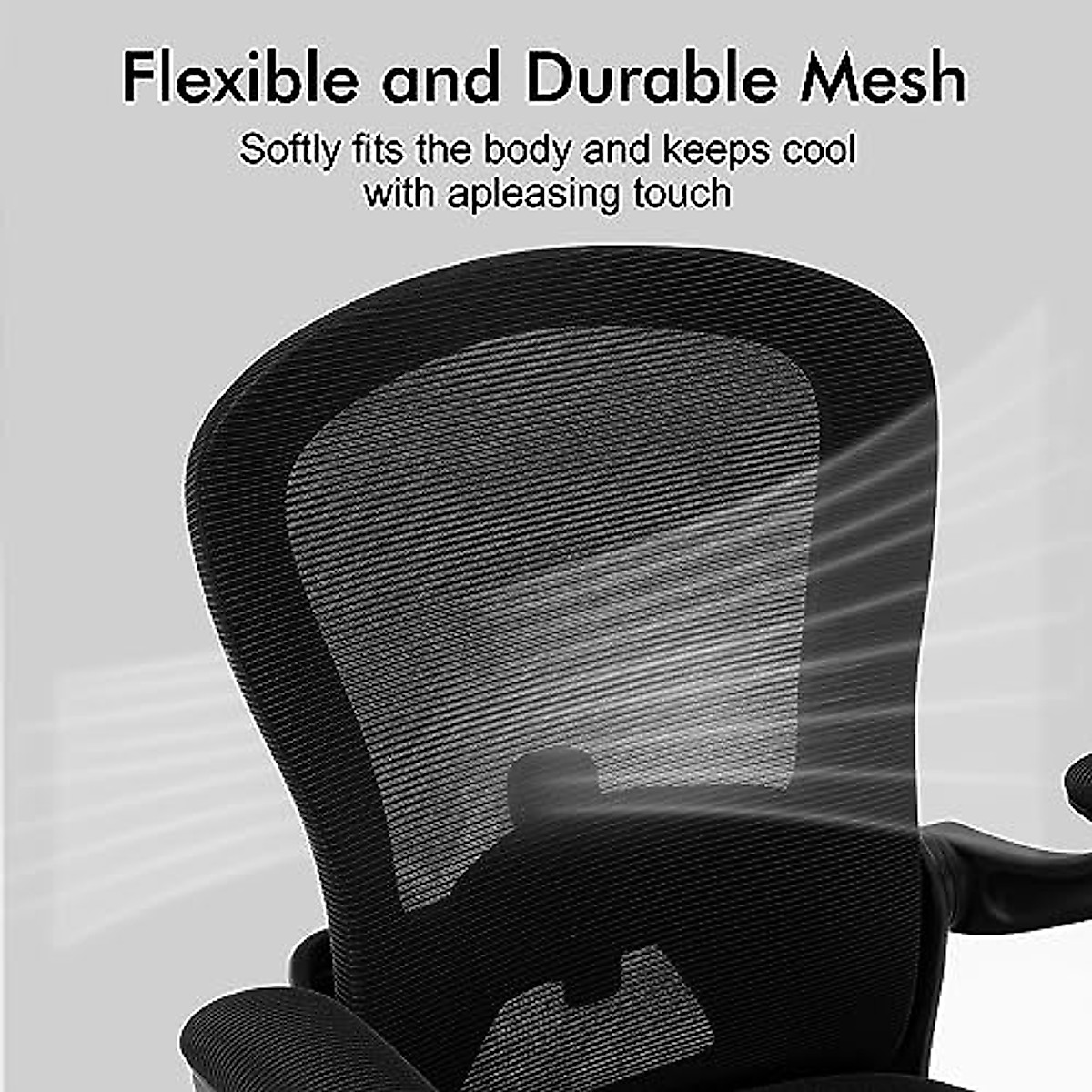 Apusen Ergonomic Home Office Desk Chairs Comfy Computer Gaming Chairs Mesh Arm Swivel Chairs of Adults for Home Office Bedroom(Black)
