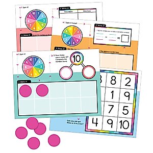 Carson Dellosa Edu-Clings Silicone Center Ten Frame Manipulative—Grades K-1 Dry-Erase Mats and Math Manipulatives for Addition, Subtraction, Place Value Learning (22 pc)