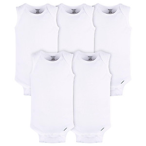 Gerber Unisex Baby Multi-Pack Sleeveless Onesies Bodysuit White 18 Months