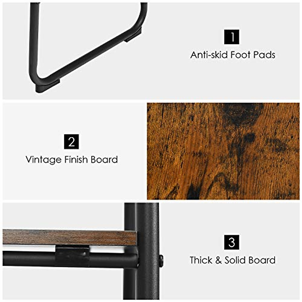 Nightcore Clothes Rack with Shelves, Metal Clothing Racks for Hanging Clothes, Freestanding Garment Rack, Portable Large Capacity Closet Organizer for Bedroom Entryway (Black)