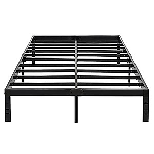 Eavesince King Bed Frame 14 Inch High Max 1000 Pound Steel Slat Support Heavy Duty Sturdy Metal King Size Platform No Box Spring Needed Easy Assembly Noise Free Black