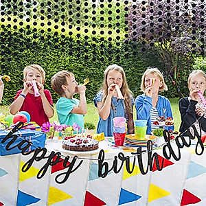 Happy Birthday Banner Black Glitter Happy Birthday Sign Banner Black Birthday Banner Decorations for Women Men