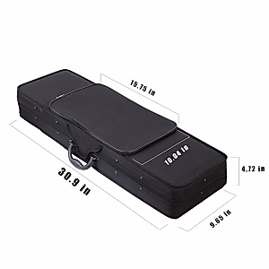 FINO 4/4 Full Size Violin Case Professional Oblong Violin Hard Case with Built-in Hygrometer,Super Lightweight Portable Carrying Bag Slip-On Cover with Backpack Straps,Black