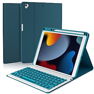Eisuiyi iPad 10.2 Case with Keyboard for iPad 9th/8th/7th Gen, Compatible with iPad Air3/iPad Pro10.5, Detachable BT Keyboard with Magentic Protective Cover, Built-in Pencil Holder, Teal