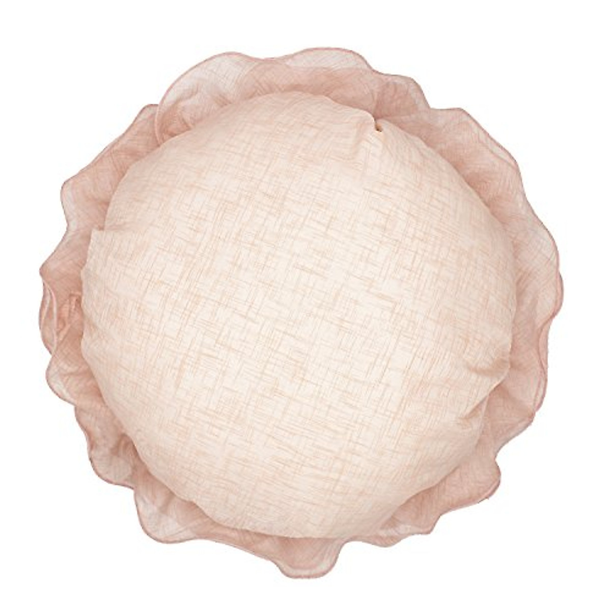 Fennco Styles Beautiful Handmade 3D Rose with Custom Made Fabric Decorative Throw Pillow 16" Round (Pink, Case+Insert)