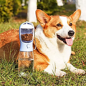 Dog Water Bottle,Dishwasher Safe,Portable Pet Water Bottles with Food Container,Outdoor Portable Water Dispenser for Walking,Hiking,Travel,Puppy Accessories (Blue)