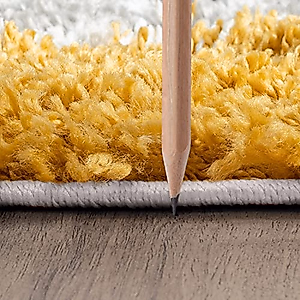 Gold Easy Clean Large 8x10 Shag Rug - 8x10 Area Rug - Indoor Modern Area Rugs Living Room - Dining Room Rug Bedroom Rug Kitchen Rug Entryway Rug Shaggy Carpet - Alfombras para Salas Modernas