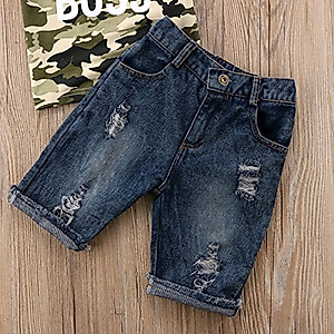 MA&BABY Casual Toddler Kids Boys Girls Tops T-Shirt Denim Pants Outfits Set Clothes 1-6Y (4-5T) Boy Boss